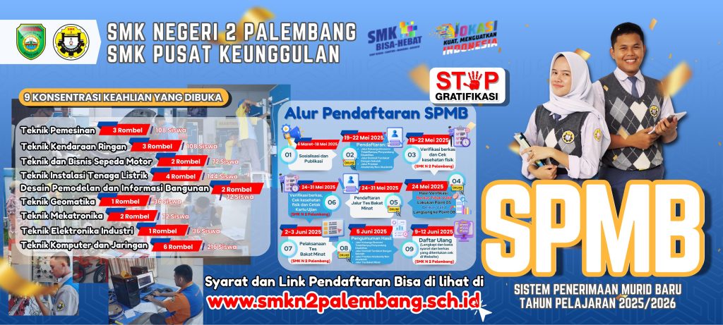 Sistem Penerimaan Murid Baru (SPMB) SMK Negeri 2 Palembang Tahun 2025/2026